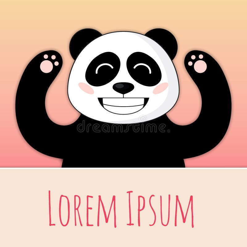 Panda with hands up. stock vector. Illustration of decoration - 74208903