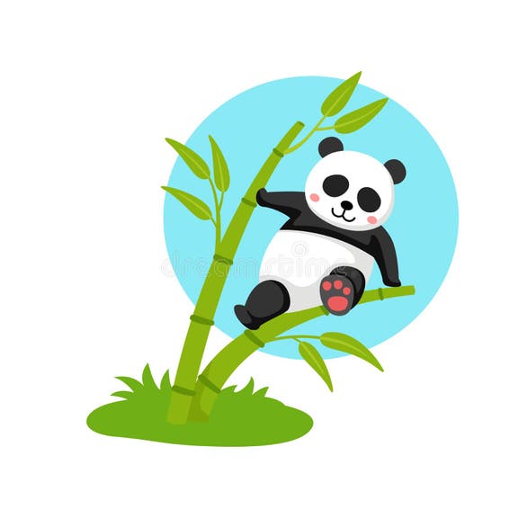 Panda Hanging on the Bamboo Stock Vector - Illustration of asia, bamboo ...