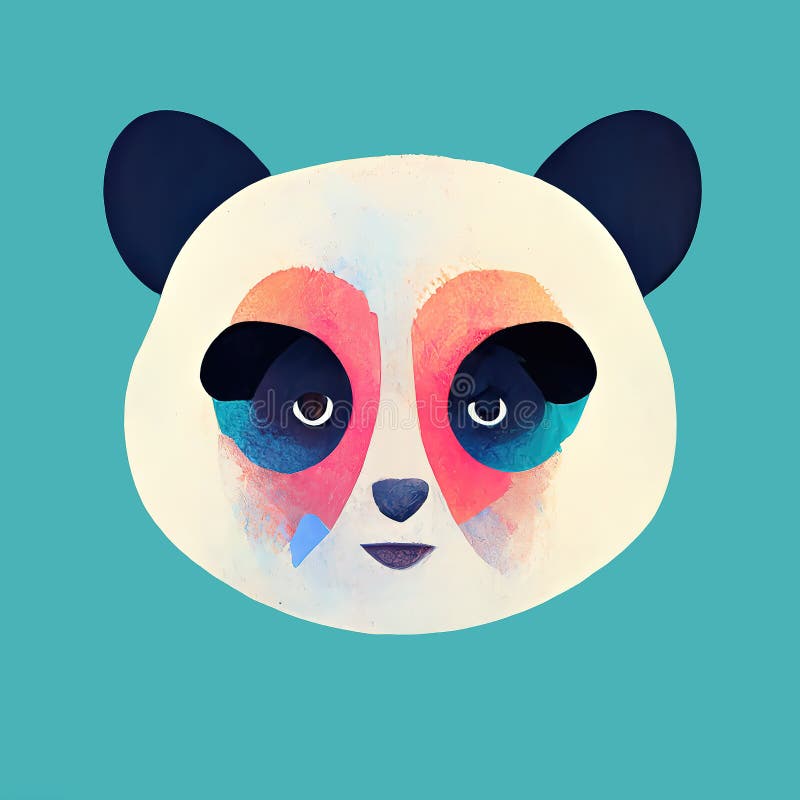 Panda Head Colored Sticker Illustration. Stylized Muzzle of a Panda ...