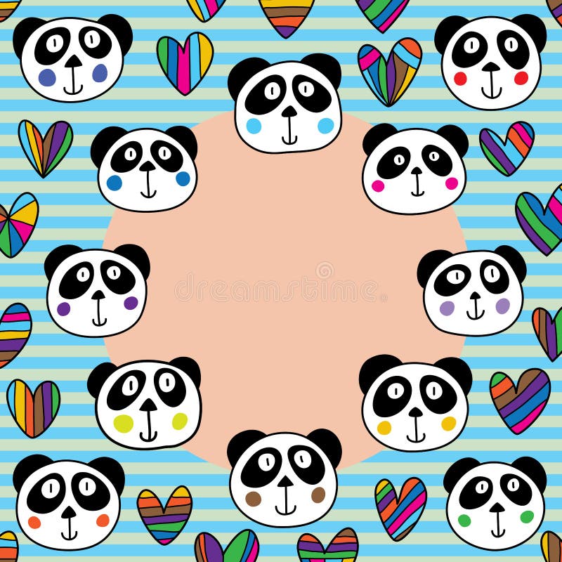 Panda love bamboo frame stock vector. Illustration of celebration ...