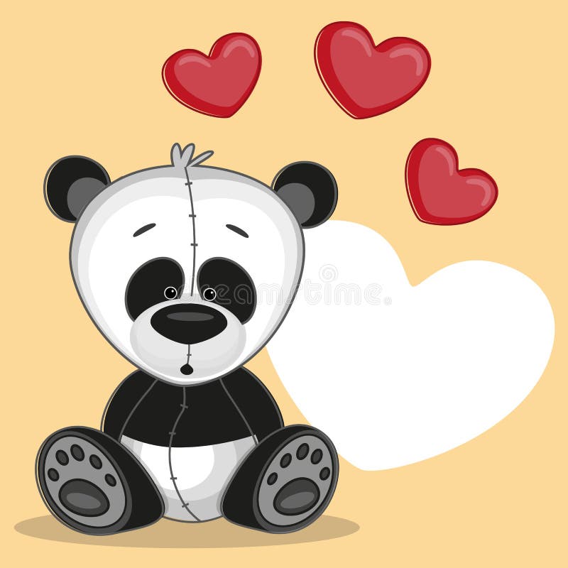 Panda with hearts stock vector. Illustration of childhood - 40271211