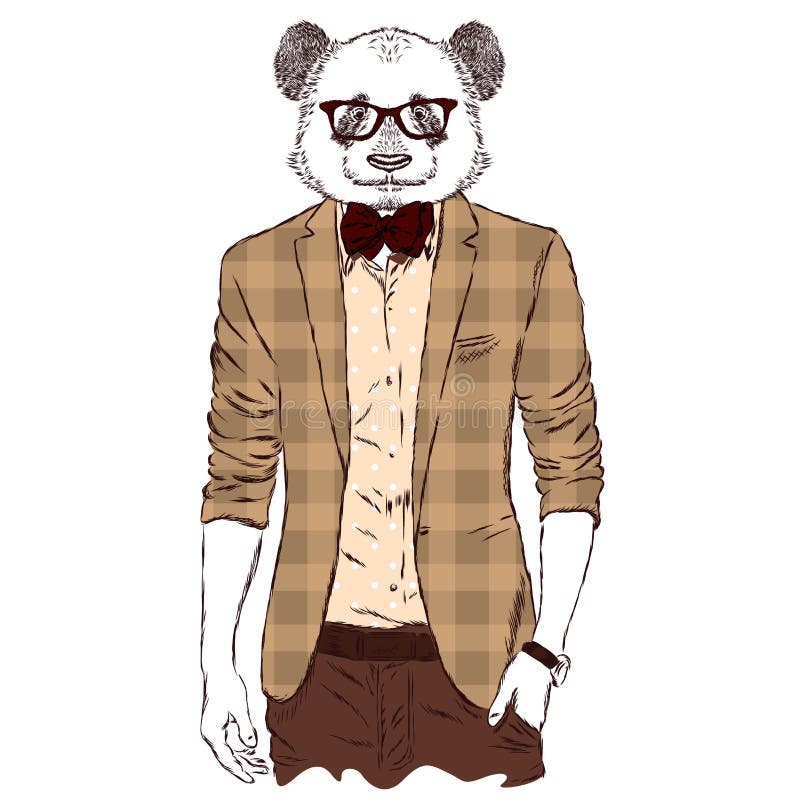 Panda - Hipster Wearing a Jacket. Vector Illustration. Stock Vector ...