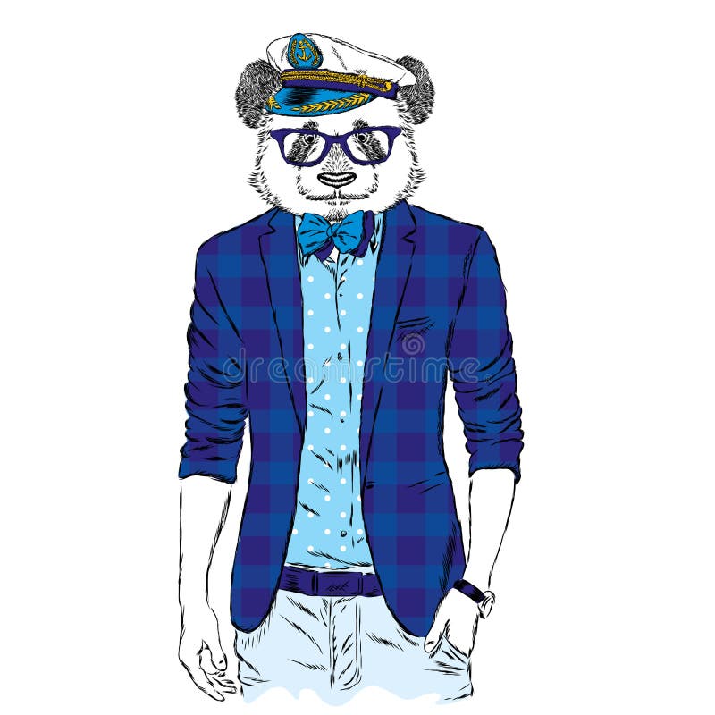 Panda - Hipster Wearing a Jacket. Vector Illustration. Stock Vector ...