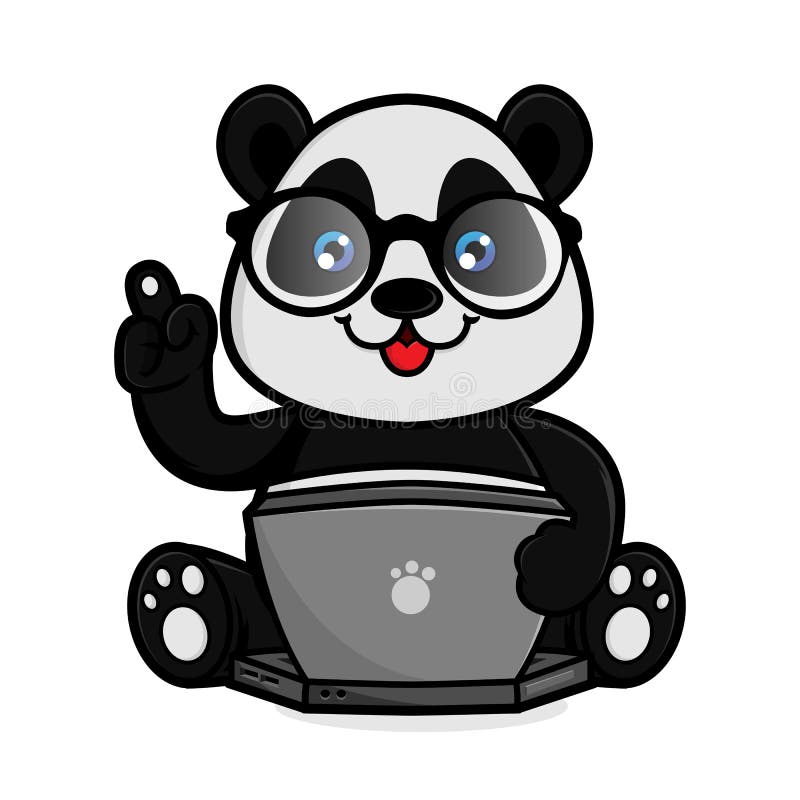 Panda with laptop stock vector. Illustration of nature - 48564782
