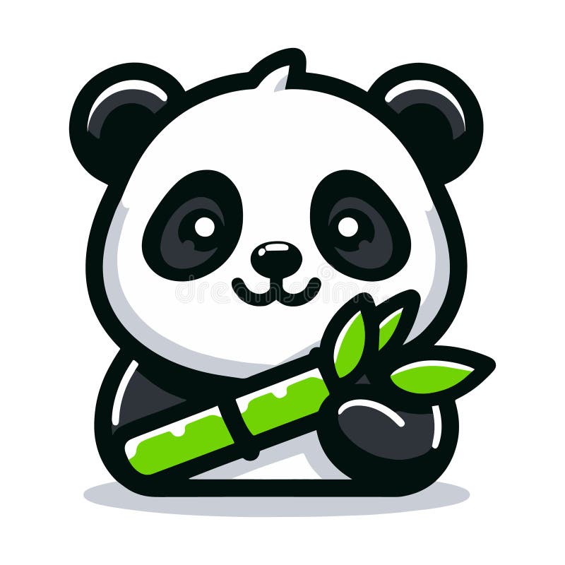 Panda holding bamboo icon stock vector. Illustration of view - 322073972