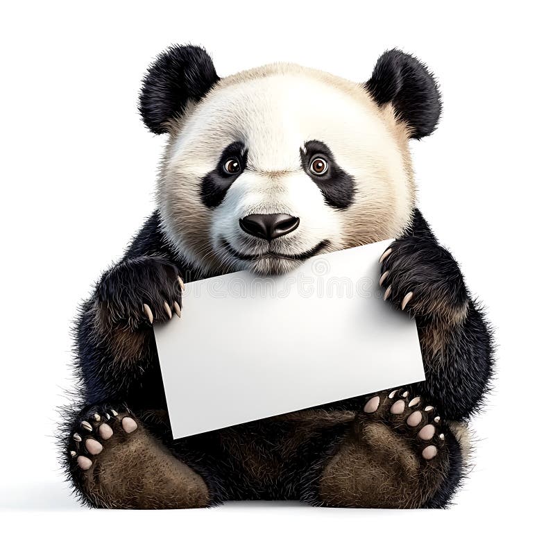 Panda Holding Blank Sign for Personal Messages Stock Illustration ...
