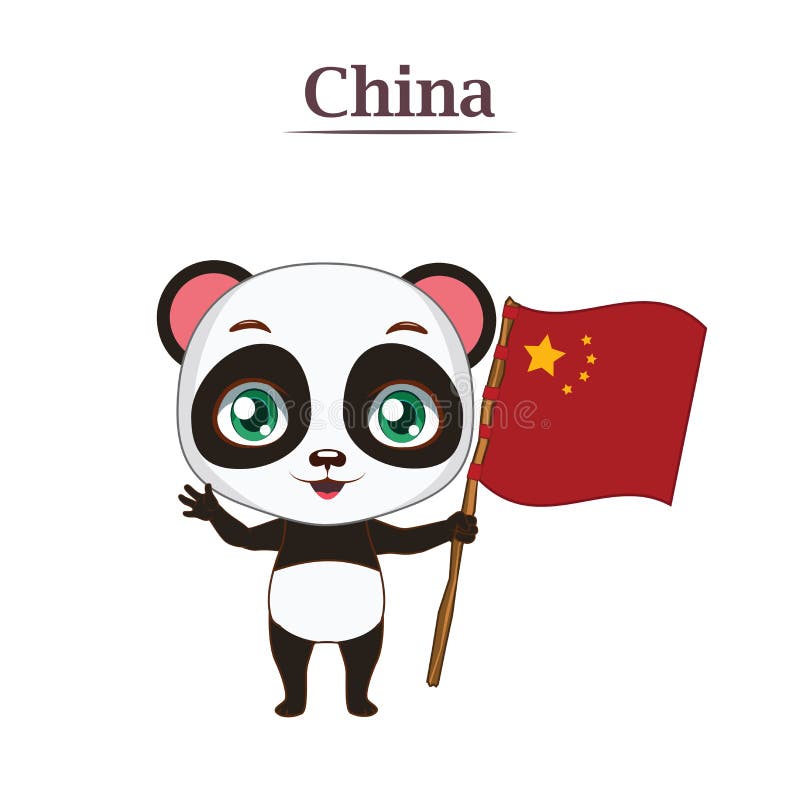 Panda Holding Chinese Flag Stock Illustrations – 27 Panda Holding ...