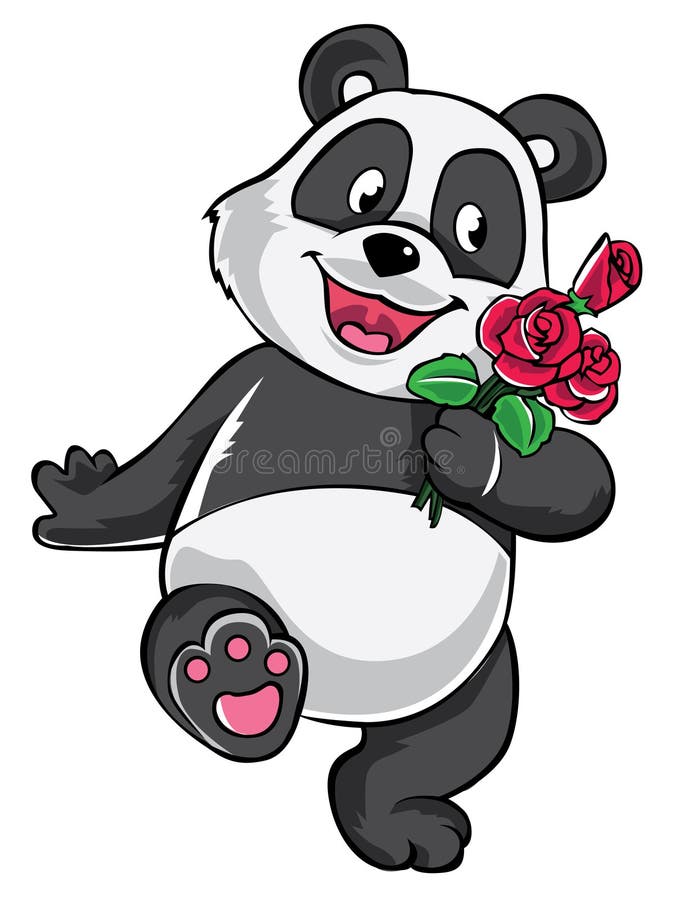 3d Panda rose stock illustration. Illustration of asia - 39697233
