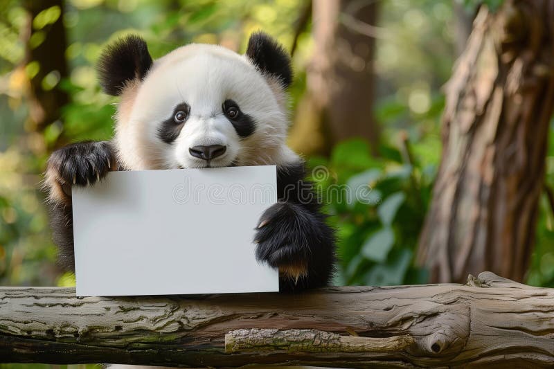 Panda with a sign stock illustration. Illustration of portrait - 327681129