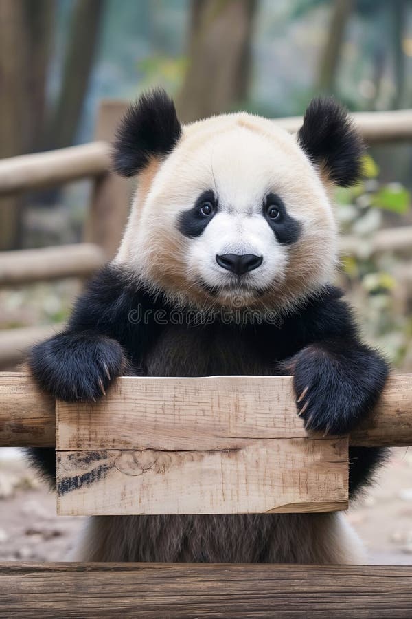 Panda with a sign stock illustration. Illustration of paws - 327681151