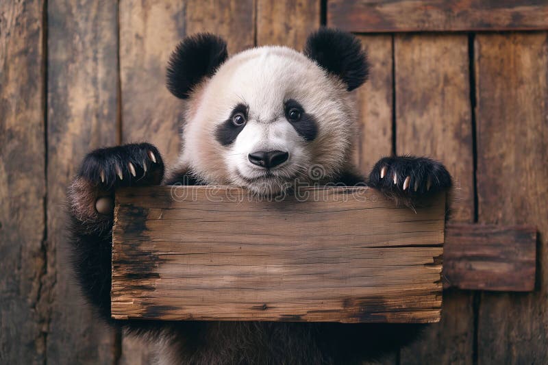 Panda with a sign stock illustration. Illustration of black - 327681156