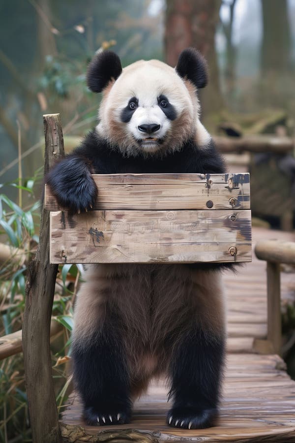 Panda with a sign stock illustration. Illustration of sign - 327681161