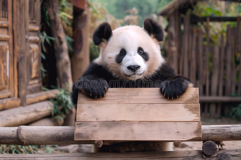 Panda with a sign stock illustration. Illustration of panda - 327681167