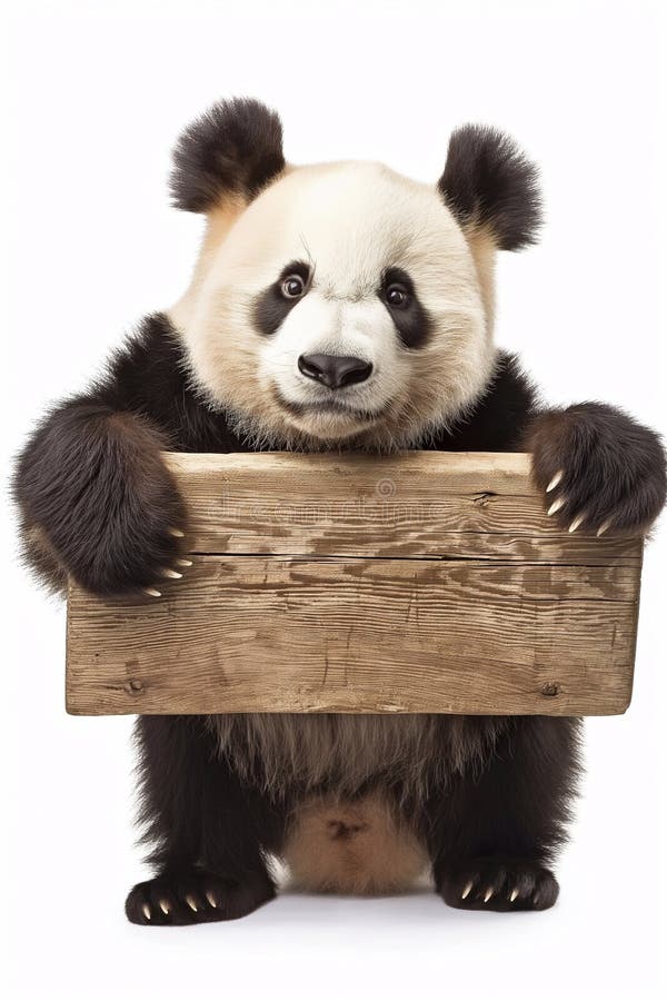 Panda with a sign stock illustration. Illustration of black - 327681168