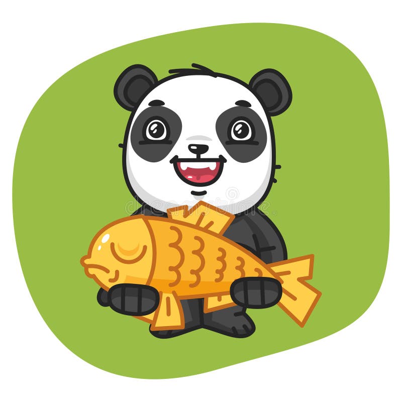 Panda with Fish Kite stock vector. Illustration of panda - 14358254
