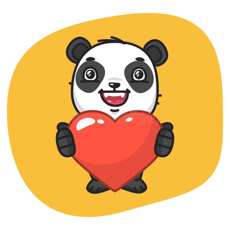 Panda Holds Heart Symbol stock vector. Illustration of graphic - 84011167