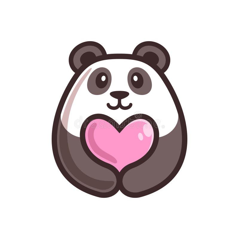 Panda Hug with Love Cartoon Logo Design Stock Vector - Illustration of ...