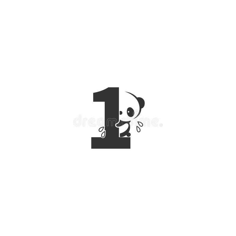 Panda Icon Behind Number 1 Logo Illustration Stock Vector ...
