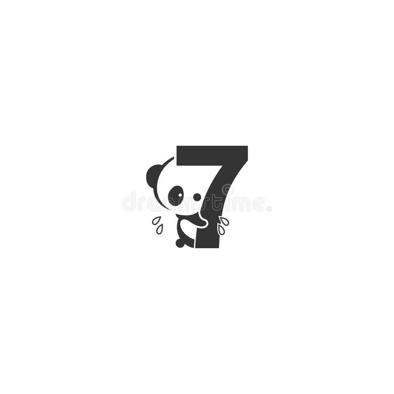 Panda Icon Behind Number 7 Logo Illustration Stock Vector ...