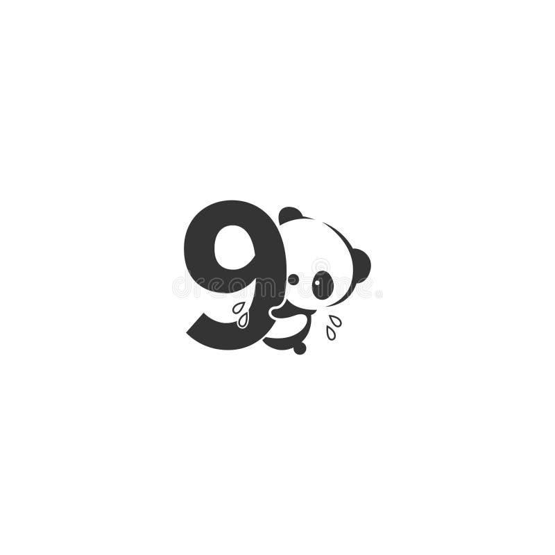 Panda Icon Behind Number 9 Logo Illustration Stock Vector ...