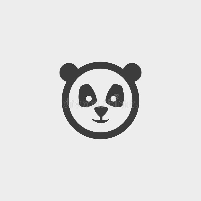 Panda Icon in a Flat Design in Black Color. Vector Illustration Eps10 ...