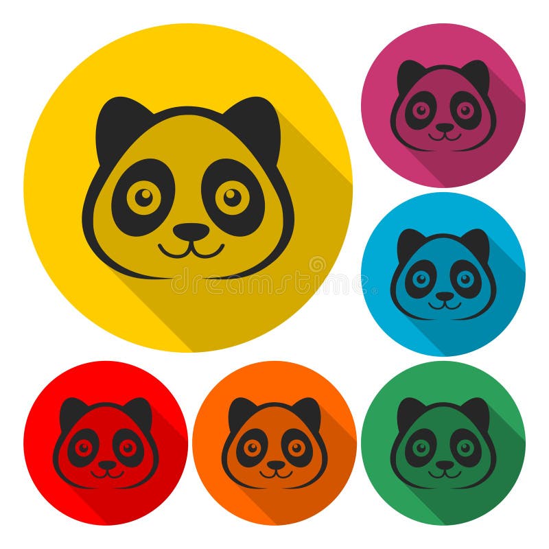 Panda Icon with Long Shadow - Vector Illustration Stock Vector ...