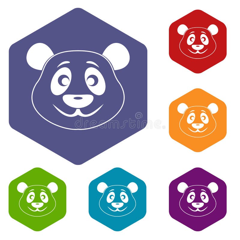 Panda icons set hexagon stock vector. Illustration of icon - 91691791
