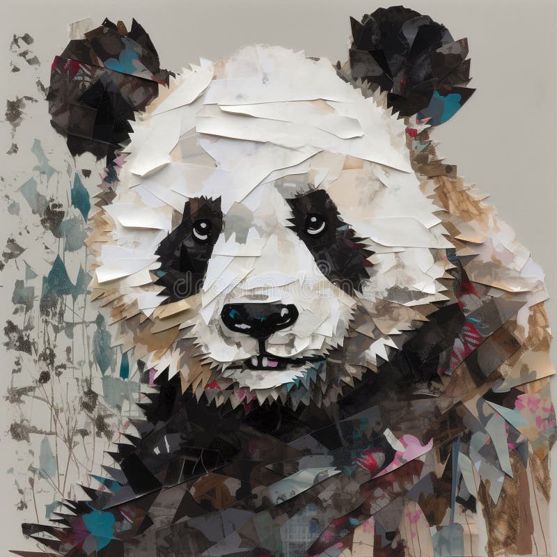 A Panda with Its Black and White Fur Created Using Layers Stock ...