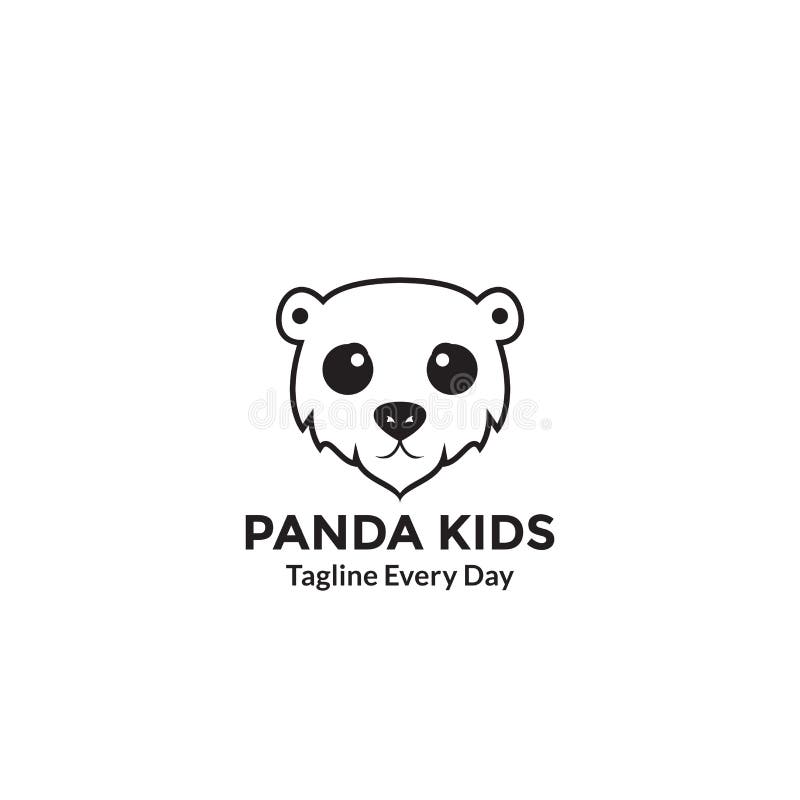 Panda Kids Head Sad Logo Design Stock Vector - Illustration of simple ...