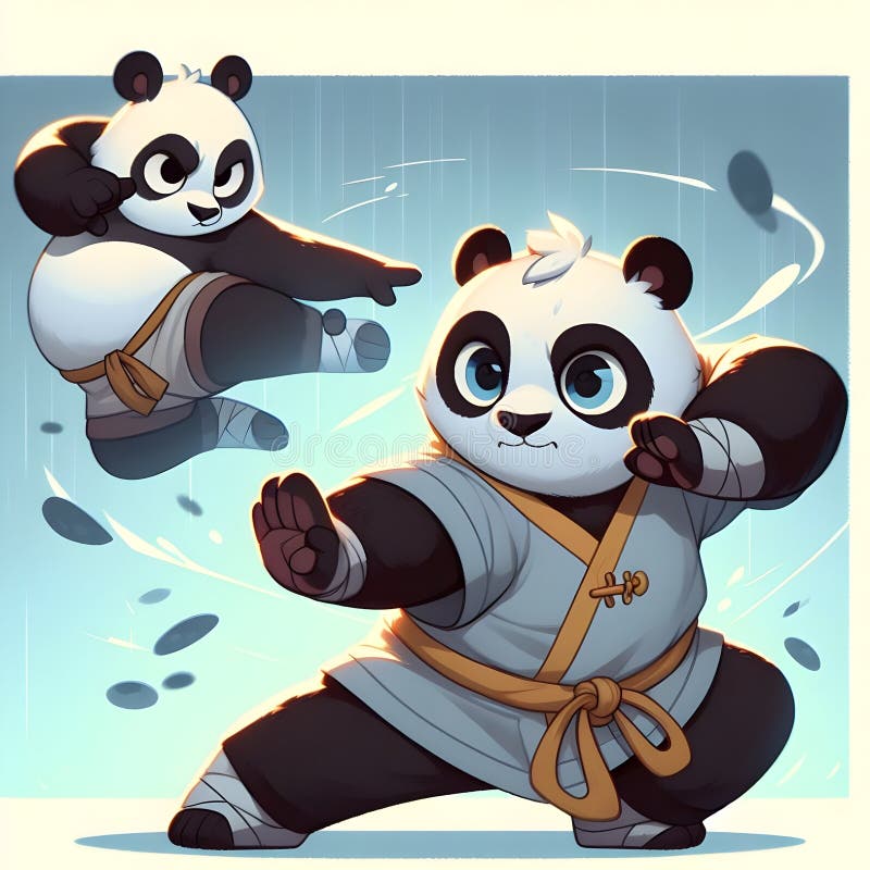 Panda kung fu master. stock illustration. Illustration of chinese ...