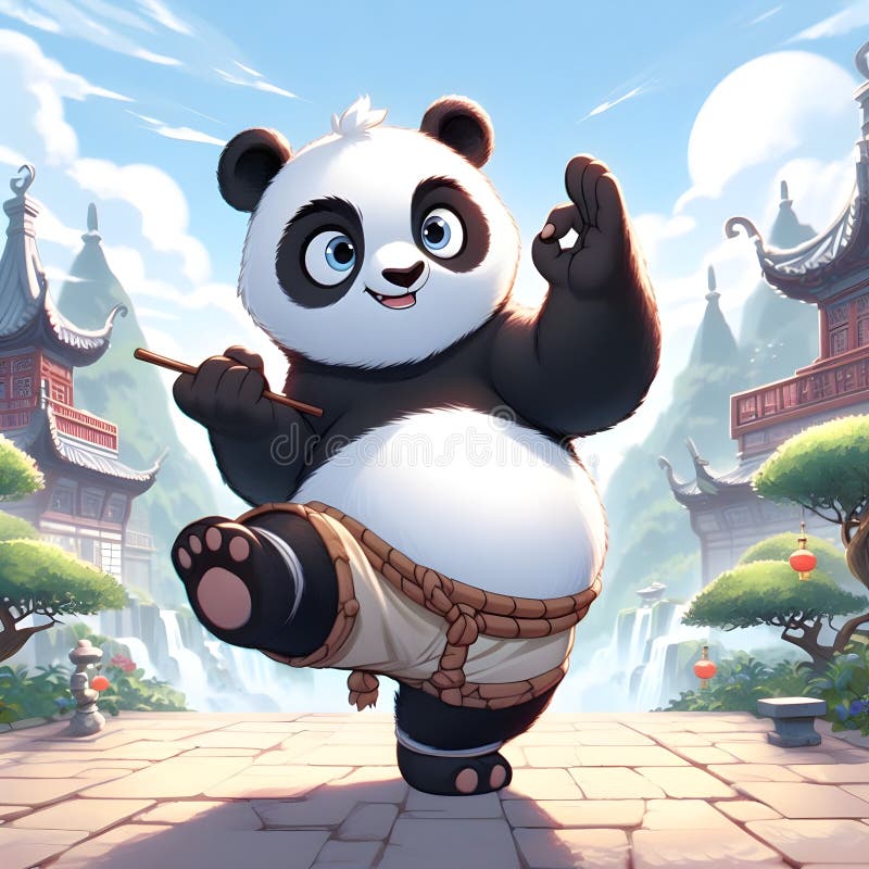 Panda kung fu master. stock illustration. Illustration of chinese ...