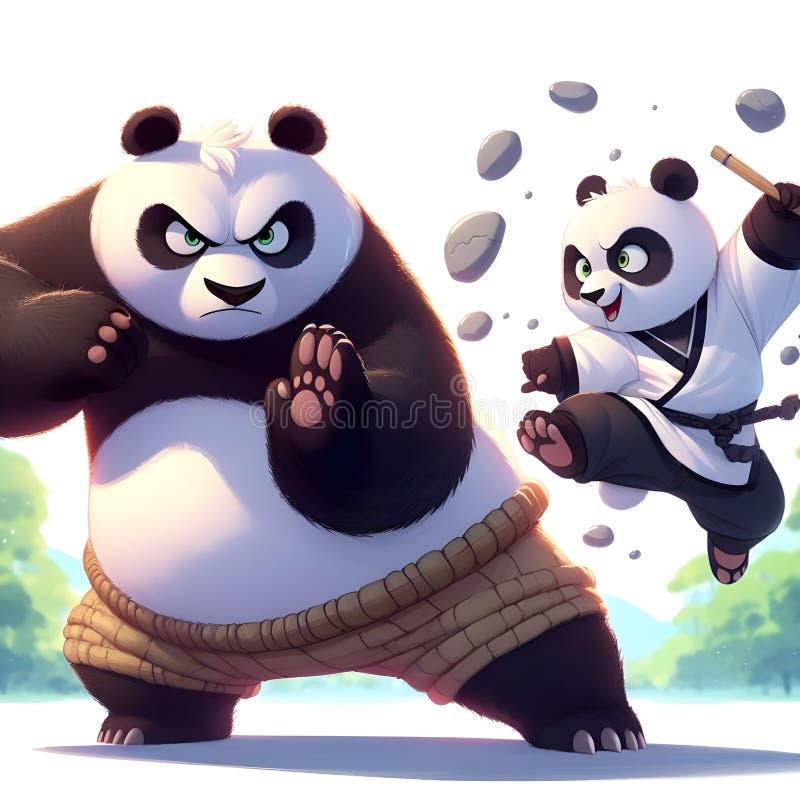 Panda kung fu master. stock illustration. Illustration of chinese ...