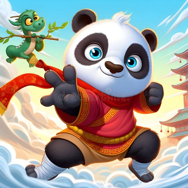 Panda kung fu master. stock illustration. Illustration of chinese ...