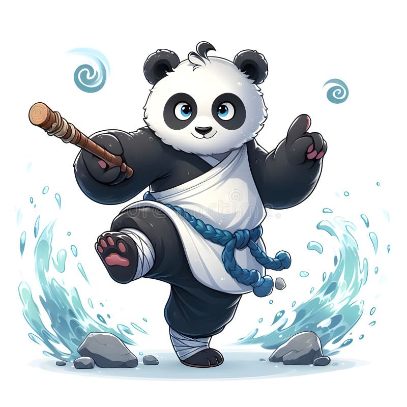 Panda kung fu master. stock illustration. Illustration of chinese ...
