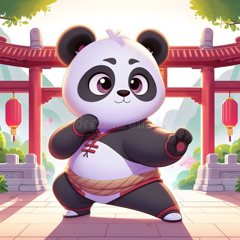 Panda kung fu master. stock illustration. Illustration of chinese ...