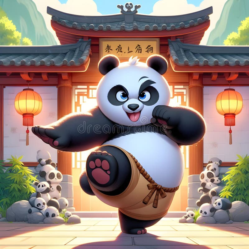 Panda kung fu master. stock illustration. Illustration of chinese ...