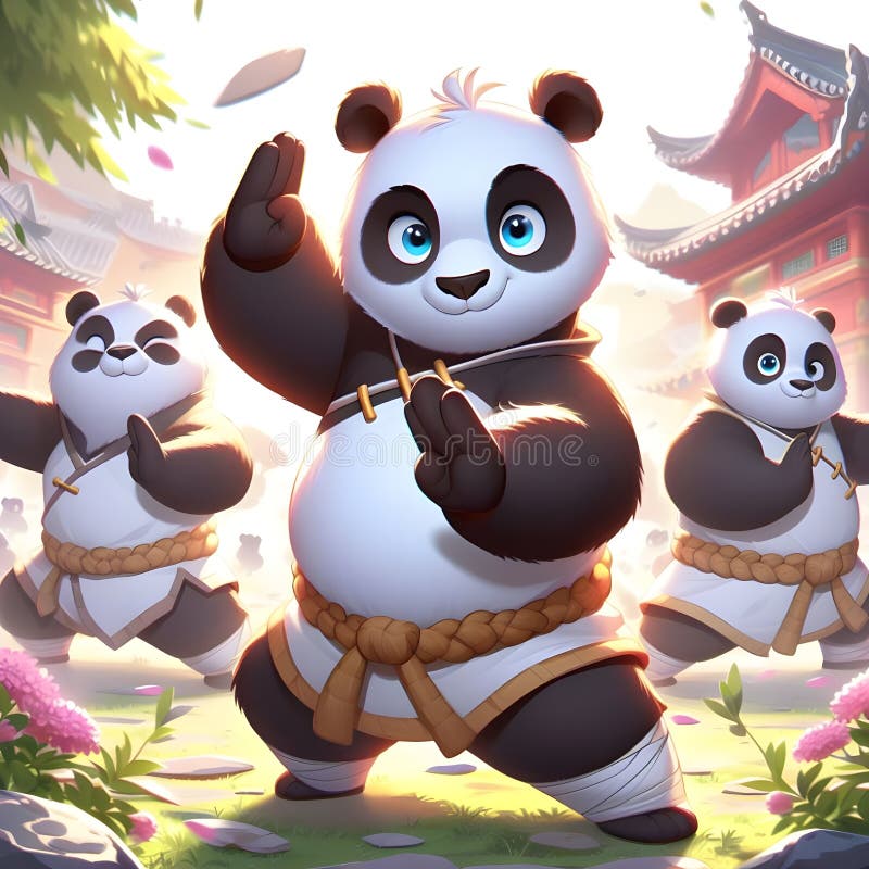 Panda kung fu master. stock illustration. Illustration of chinese ...