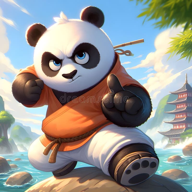 Panda kung fu master. stock illustration. Illustration of chinese ...