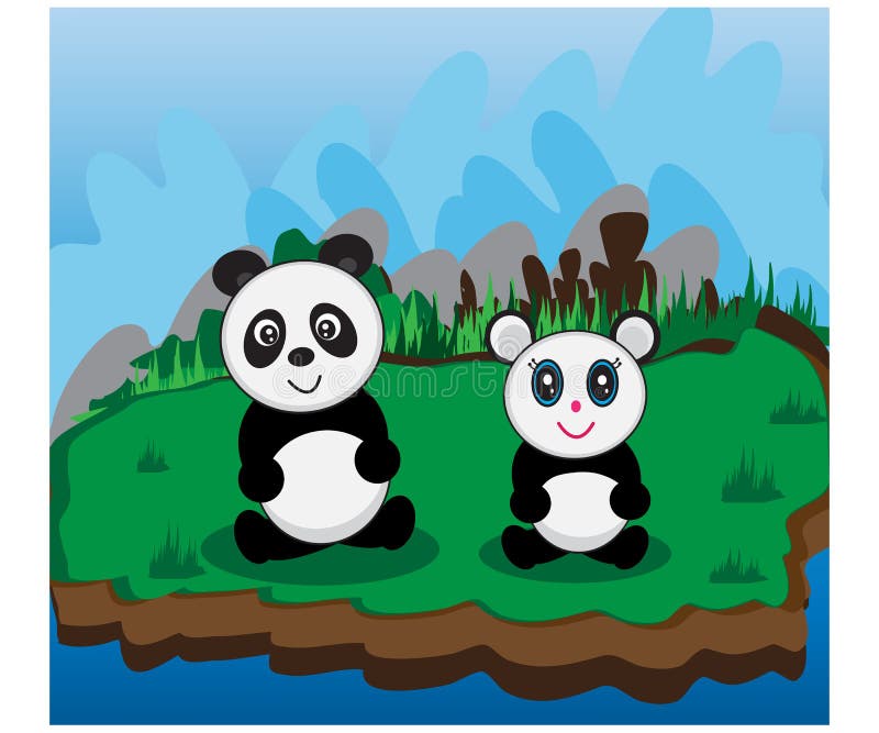 Panda Land beau illustration de vecteur. Illustration du bambou - 43290399