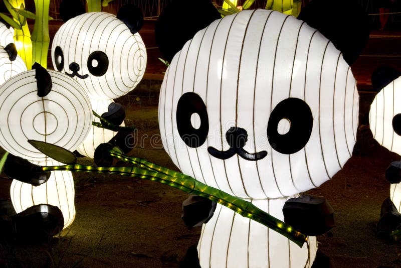 Panda Lanterns stock photo. Image of isolated, lighted - 3687092