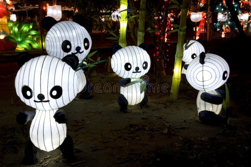 Panda Lanterns stock photo. Image of isolated, lighted - 3687092