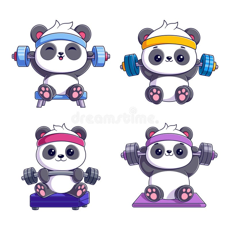 Panda Lifting Weights, Package Design Stock Illustration - Illustration ...