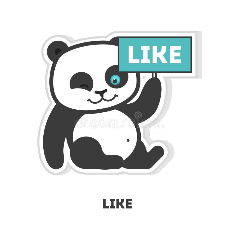 Panda with like board. stock vector. Illustration of friend - 89763262