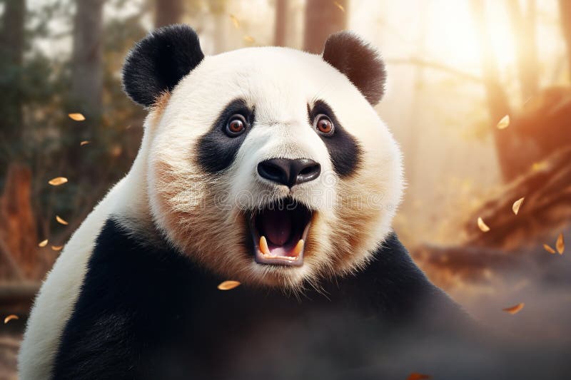 Panda Looking Very Surprised Stock Illustration - Illustration of china ...