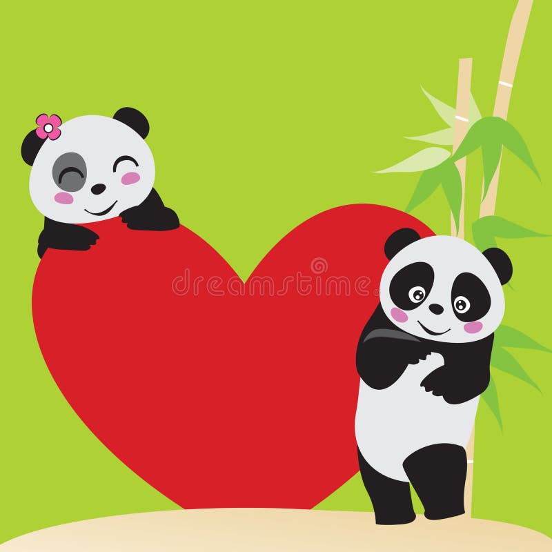 Panda Love stock vector. Illustration of card, animals - 10136046