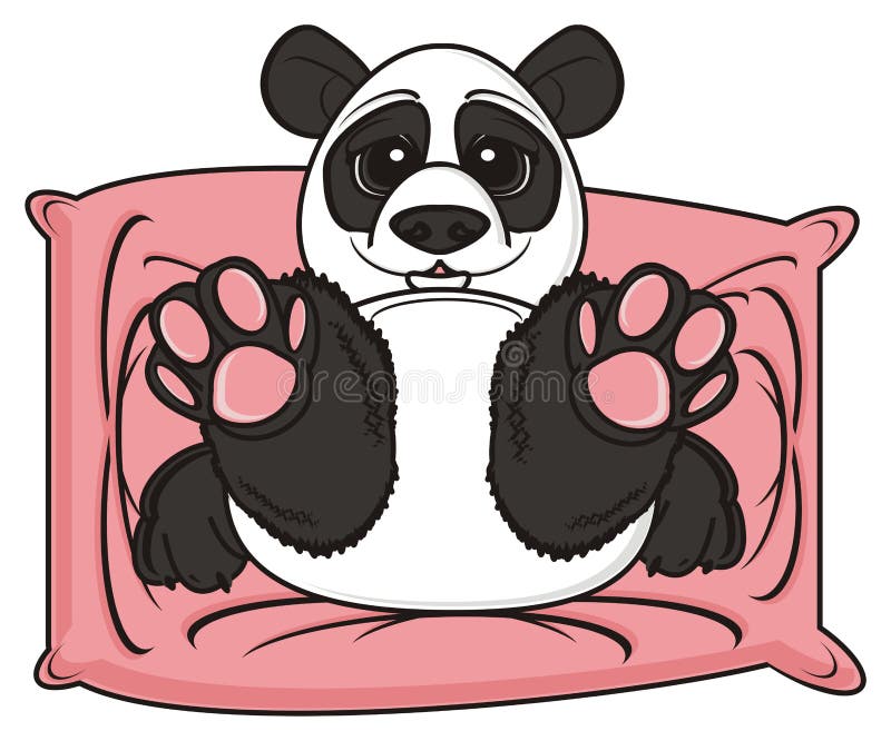 Panda with a pillow. stock vector. Illustration of adorable - 223408437