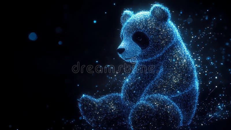 Panda Made of Glowing Particles Floating in Space Empty Space Stock ...