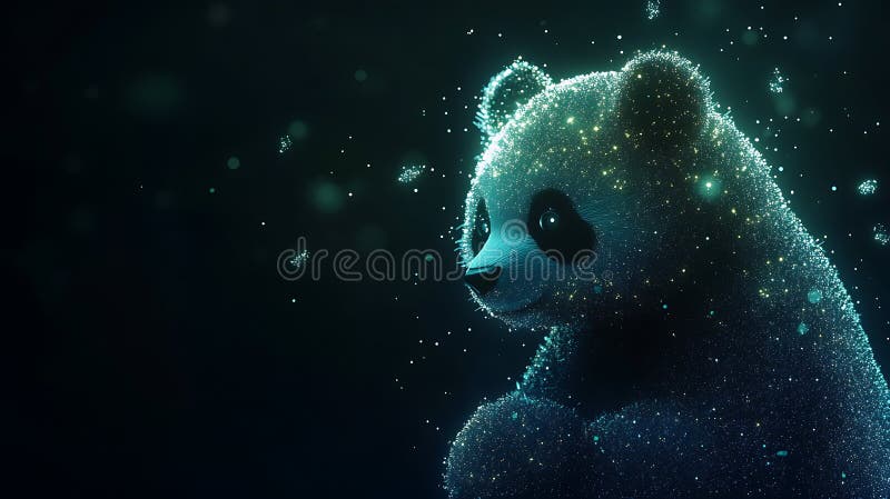 Panda Made of Glowing Particles Floating in Space Empty Space Stock ...