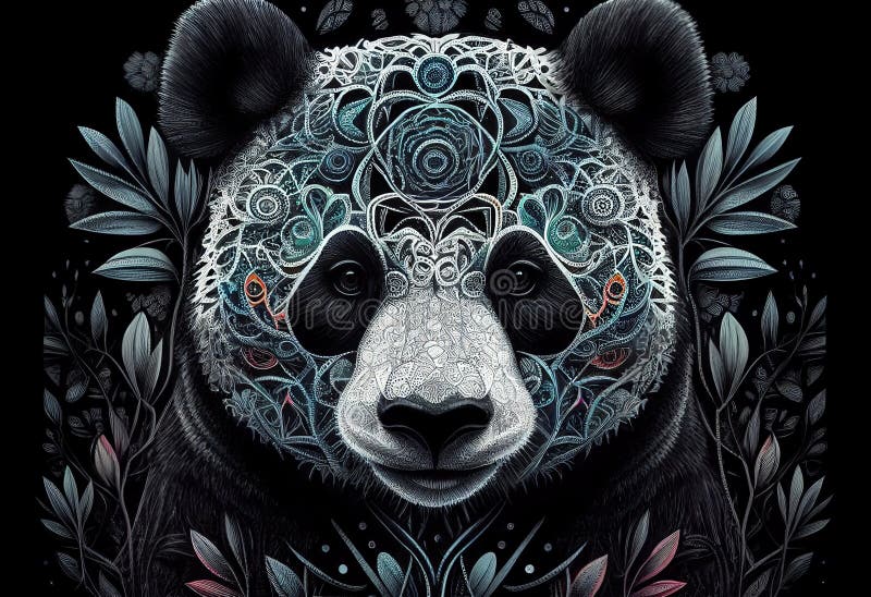 Panda with Mandala Style on White Background. AI Generated Stock ...