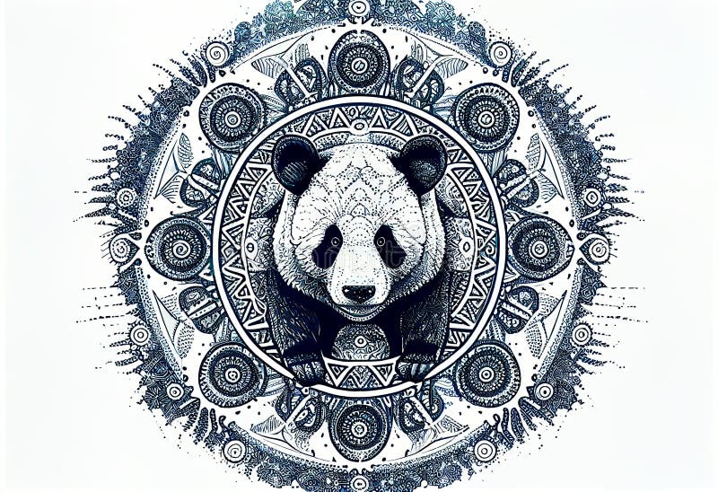 Panda with Mandala Style on White Background. AI Generated Stock ...